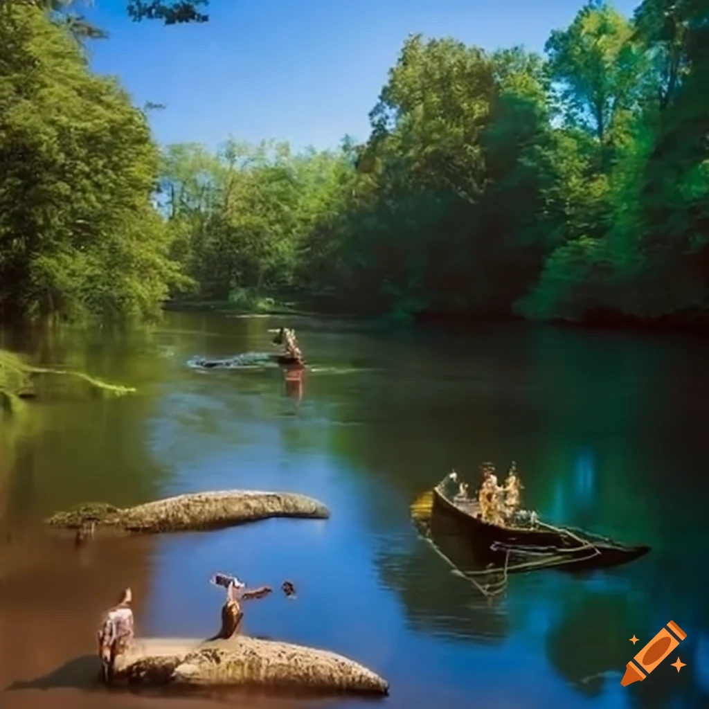 Tranquil river landscape on Craiyon