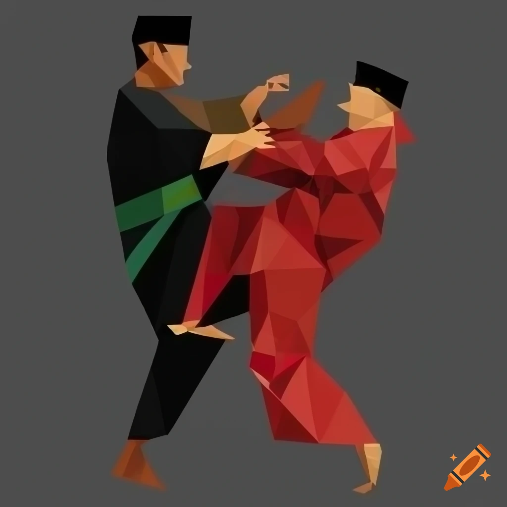 Colorful low polygon 2D silat poster on Craiyon