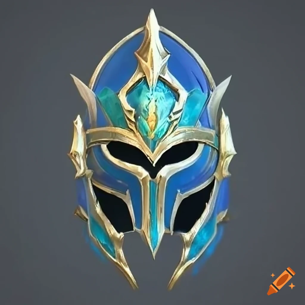 Front view of a legendary magic elven symmetrical helmet with paragon ...