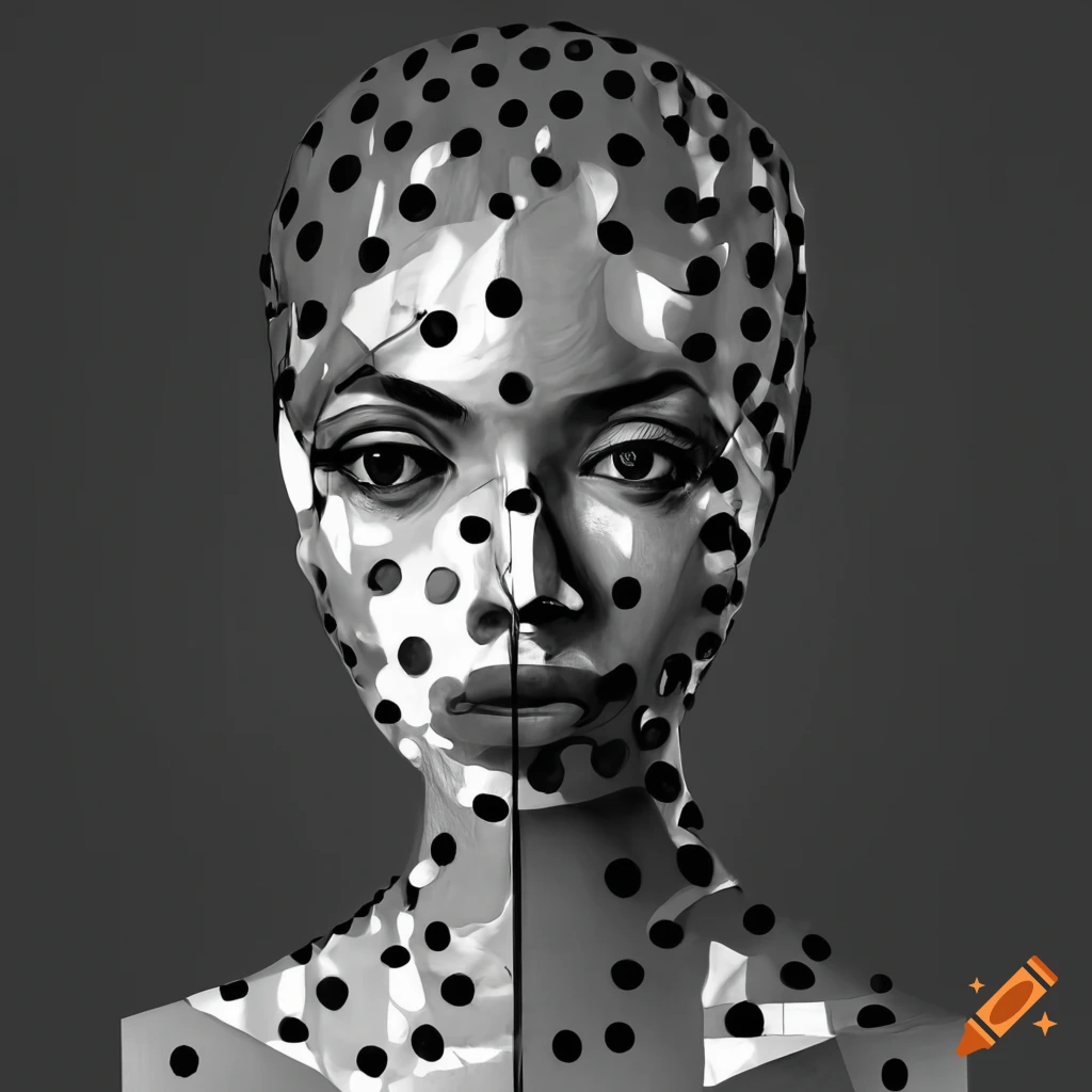 Three dimensional optical illusion and cubist woman portrait in ...