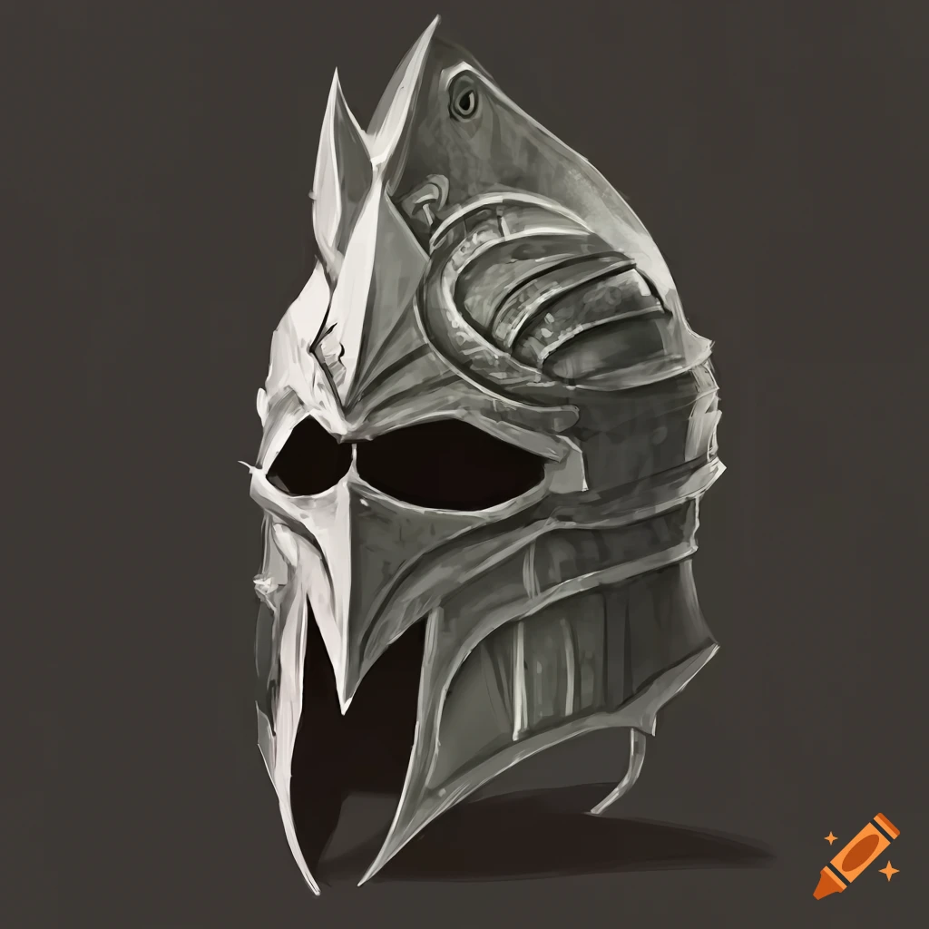 Fantasy dragon knight helmet concept art front view on Craiyon