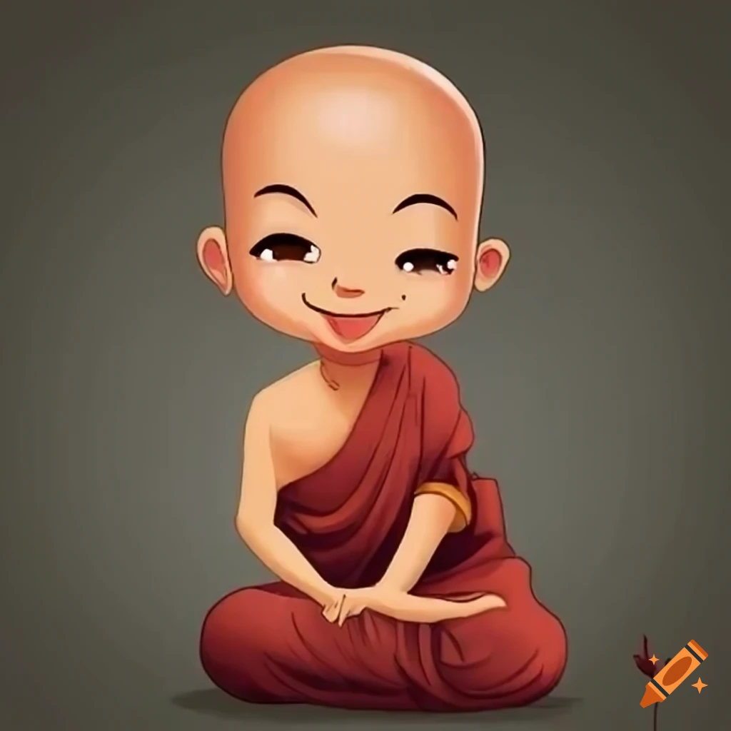 Cute monk meditating on Craiyon