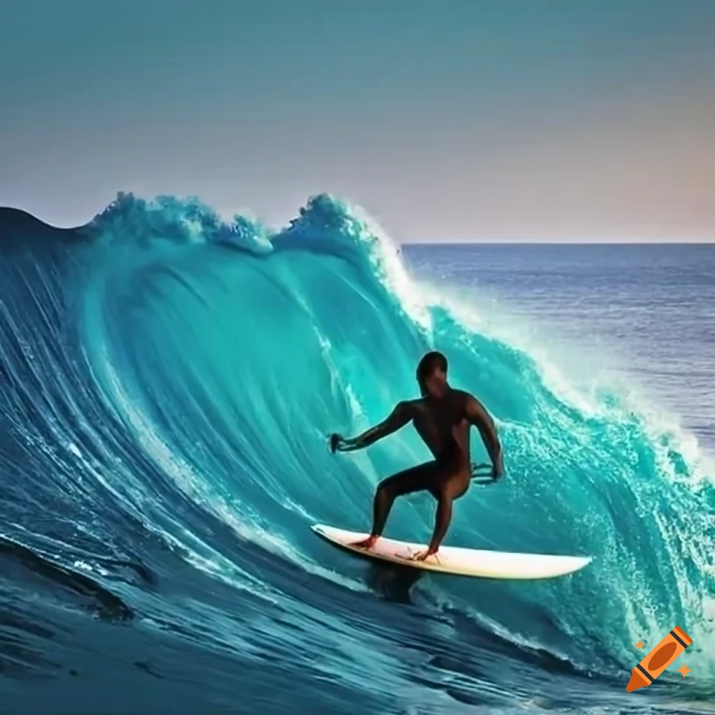 Surfer riding a wave in murciano style on Craiyon