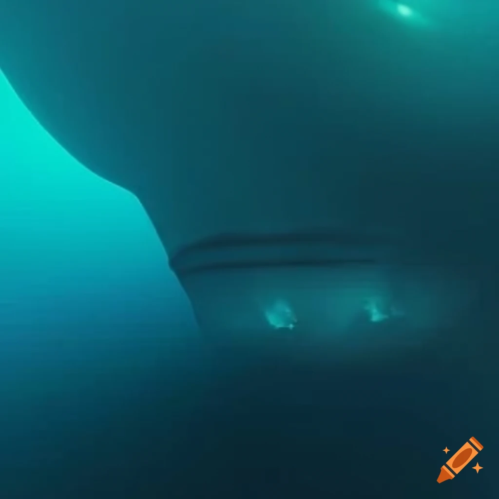 Top view of a large black ancient alien ship on the ocean floor on Craiyon