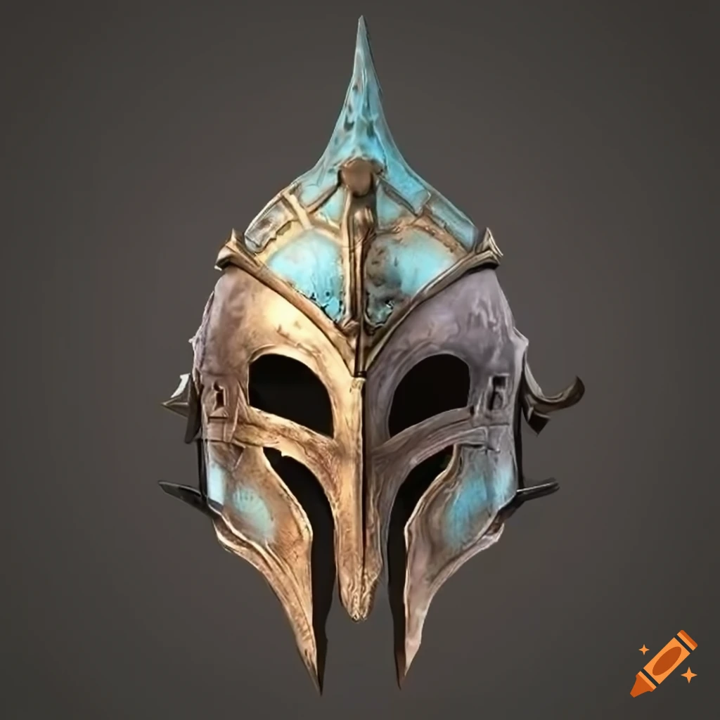 Front view of an elite champion fantasy cursed helmet on Craiyon