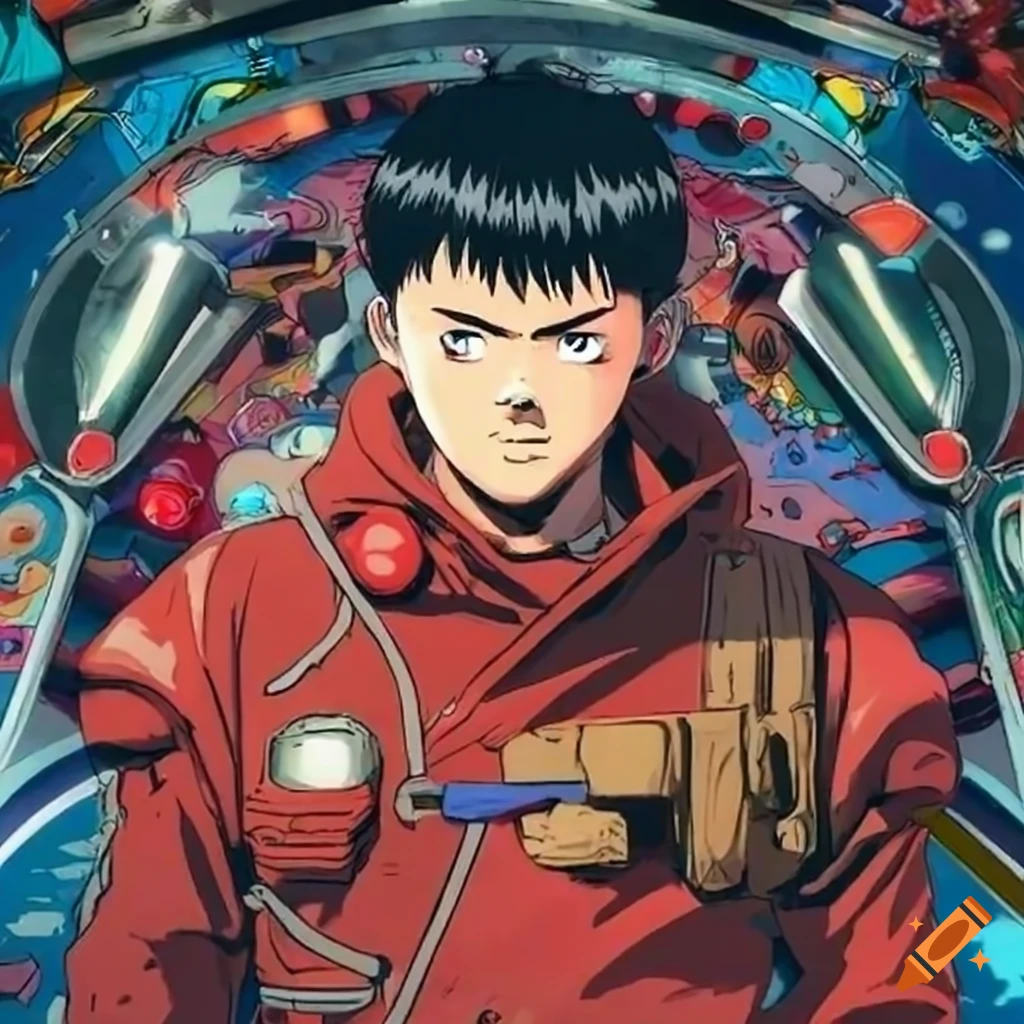 Kaneda from akira playing pinball on Craiyon