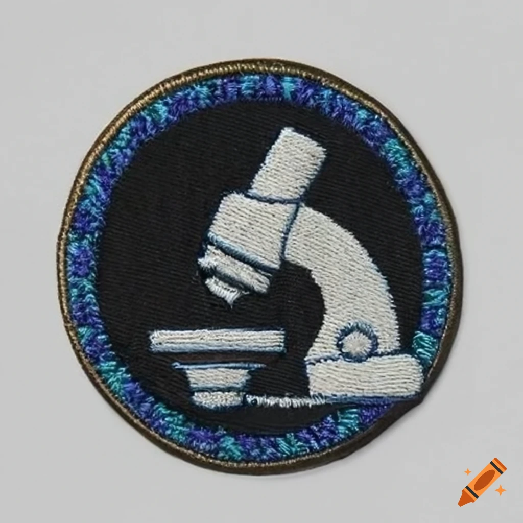 Embroidered microscope badge on Craiyon