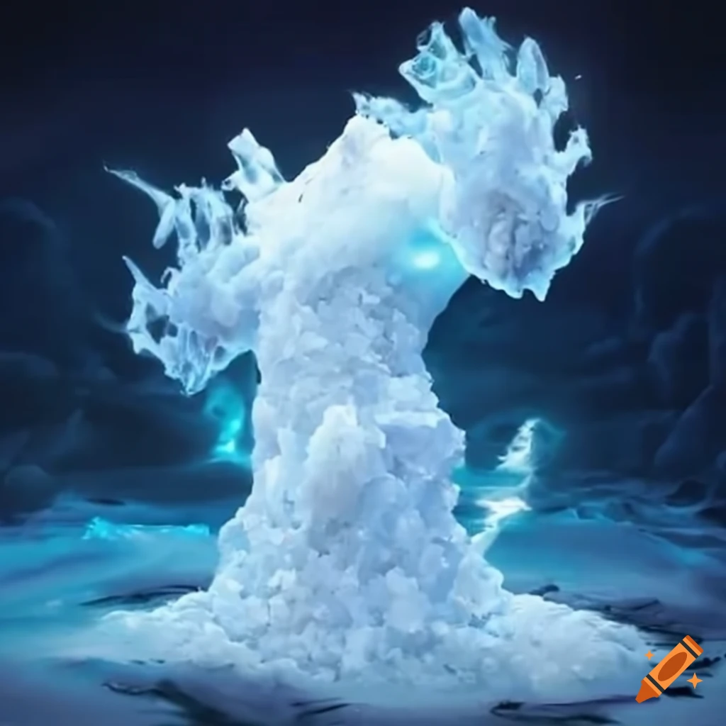 White salt elemental monster emerging from a vortex on Craiyon