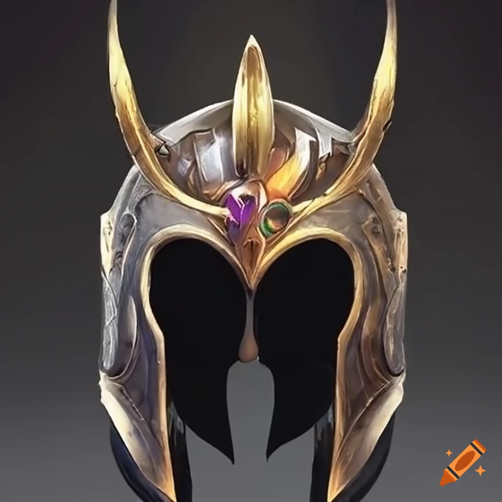 Front view of an elite champion fantasy magic helmet on Craiyon