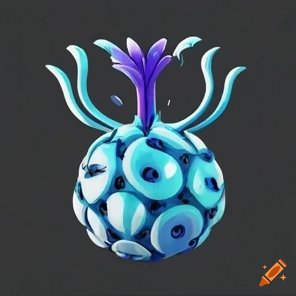 Mystical one piece devil fruit on a pitch black background on Craiyon
