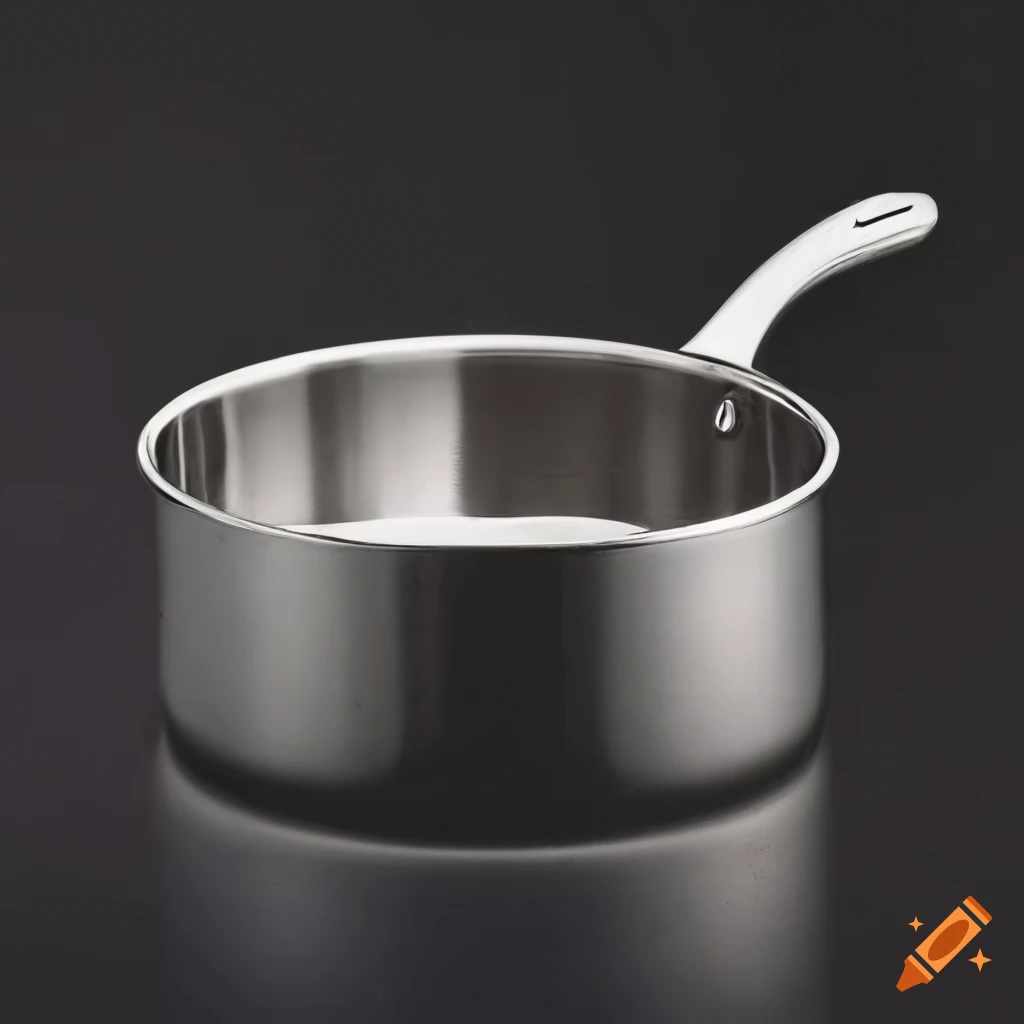 Slightly dented stainless-steel saucepan on Craiyon