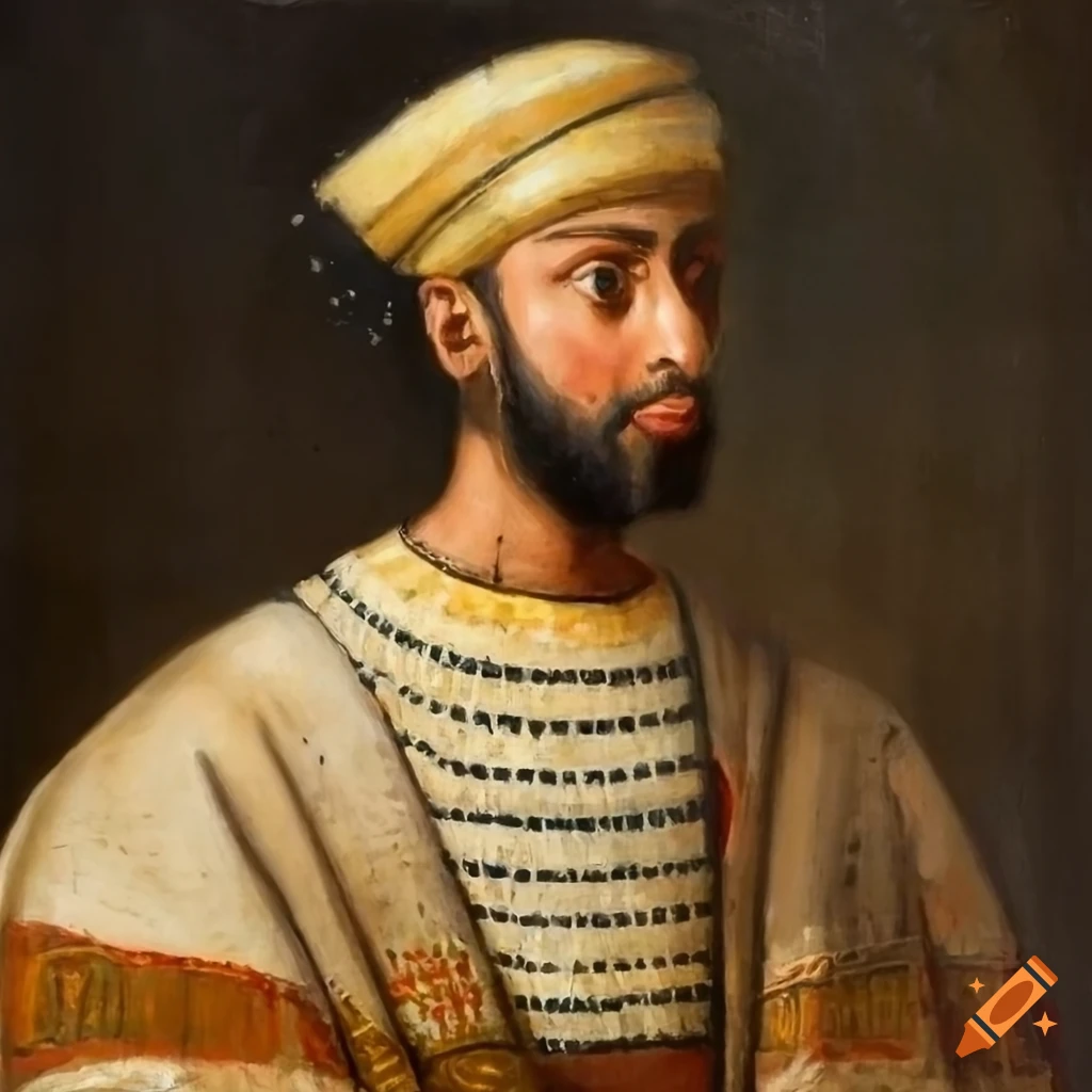 Oil portrait of an Egyptian nobleman in medieval attire, circa 930 on ...