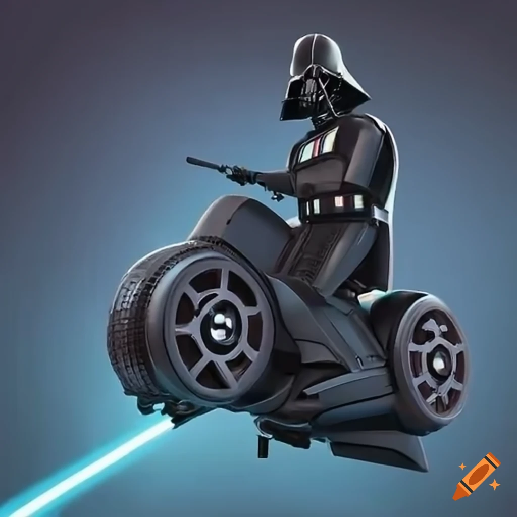 Darth vader riding a futuristic hovering motorcycle on Craiyon