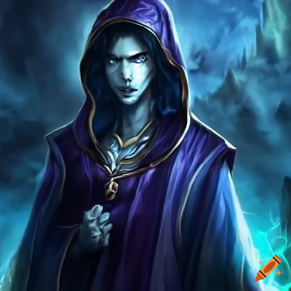 Male mystic desert mage in midnight blue fantasy art on Craiyon