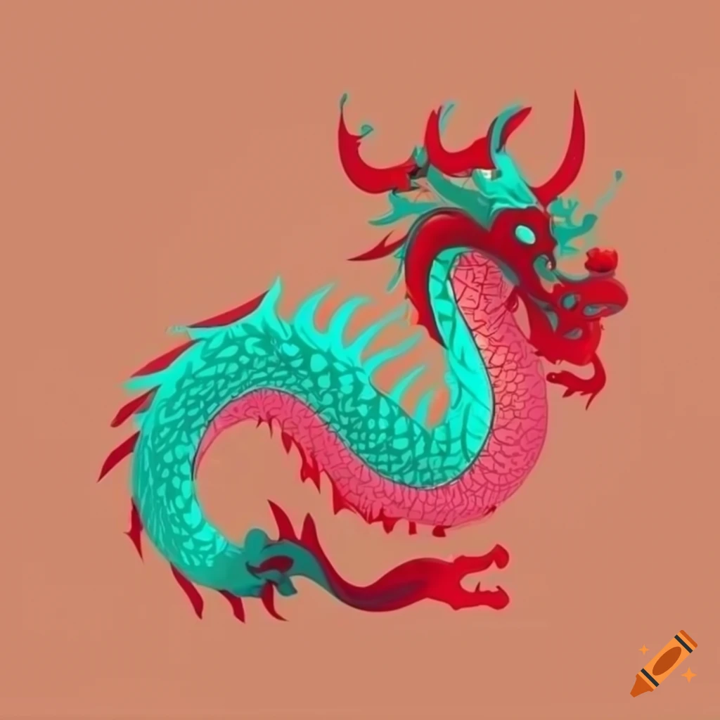 Simple vector chinese dragon design on Craiyon