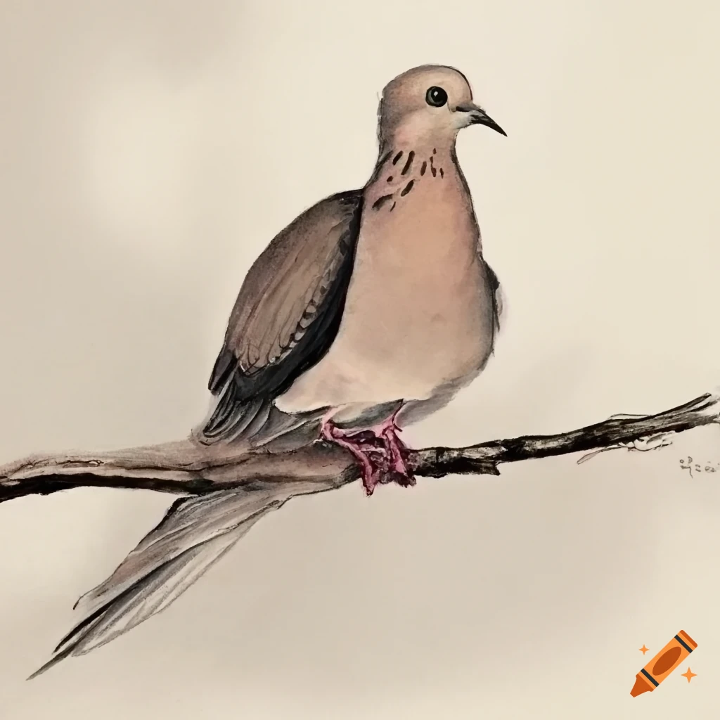 Gentle drawing of a mourning dove on Craiyon