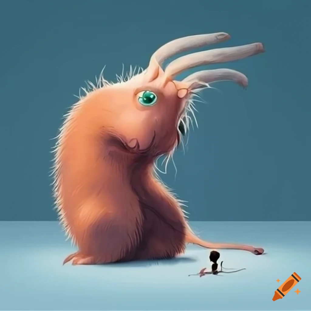 Surreal and ridiculous cartoon animal in a crazy environment on Craiyon