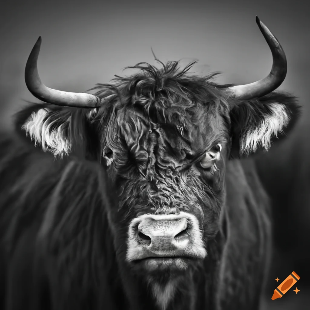 Black and white galloway head on Craiyon