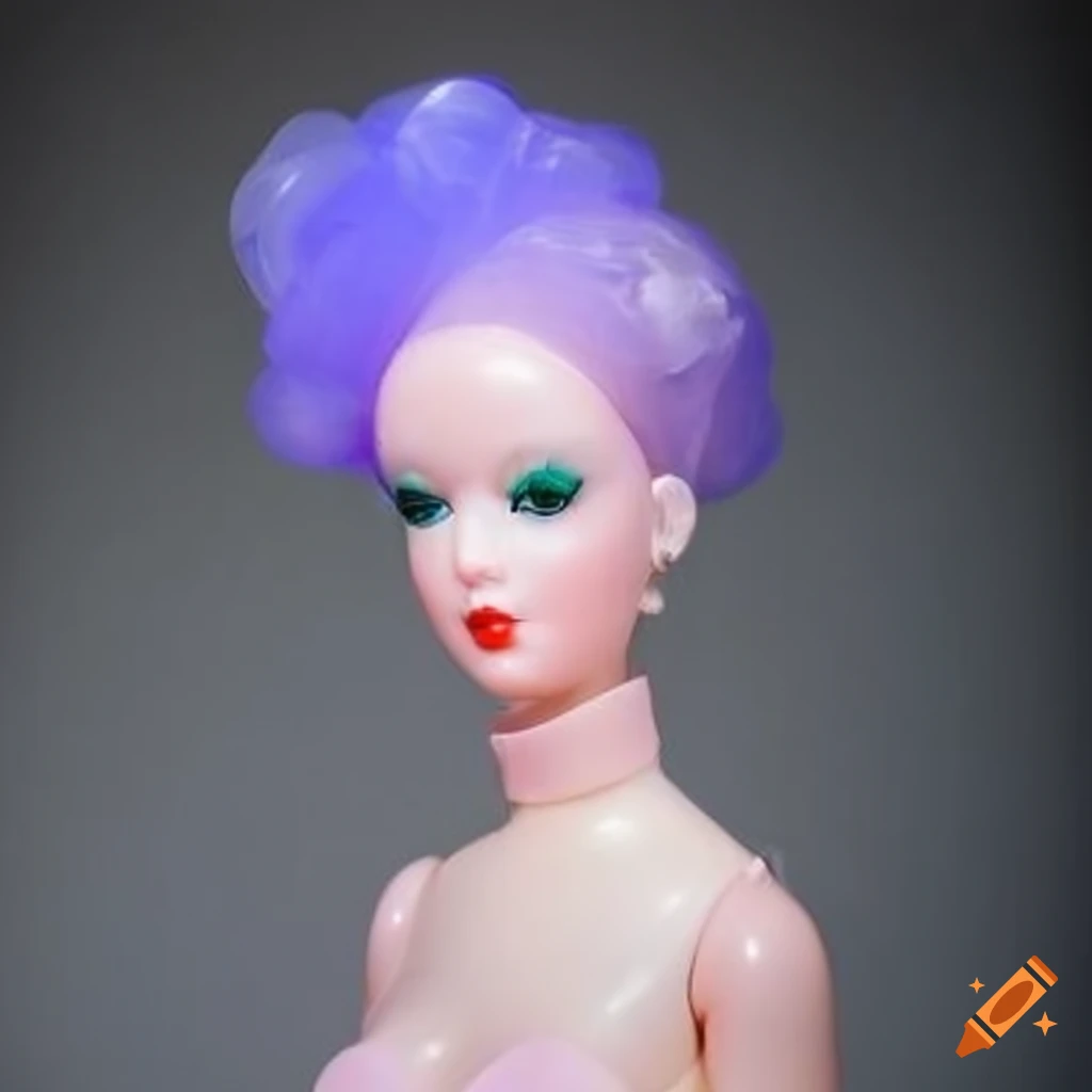 Clear plastic pastel art deco doll on Craiyon