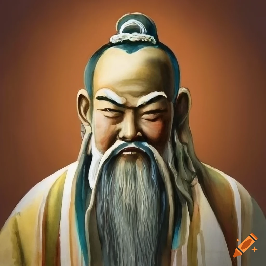 Ancient Chinese sage Confucius in watercolor ink on Craiyon