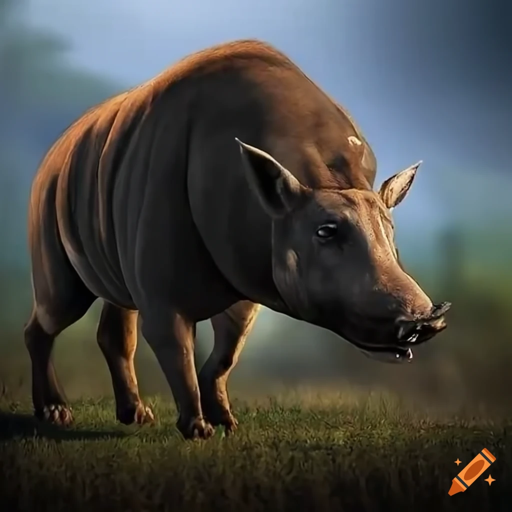 Entelodon, prehistoric mammal in a wild asian setting on Craiyon