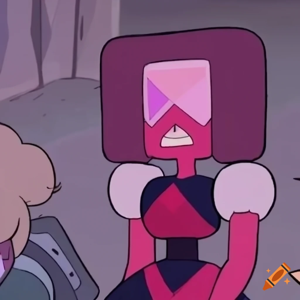 Distorted screenshot of red garnet from steven universe on Craiyon