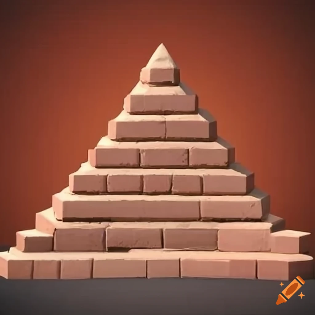 Pyramid made of cinder bricks with nine well-defined stages on Craiyon
