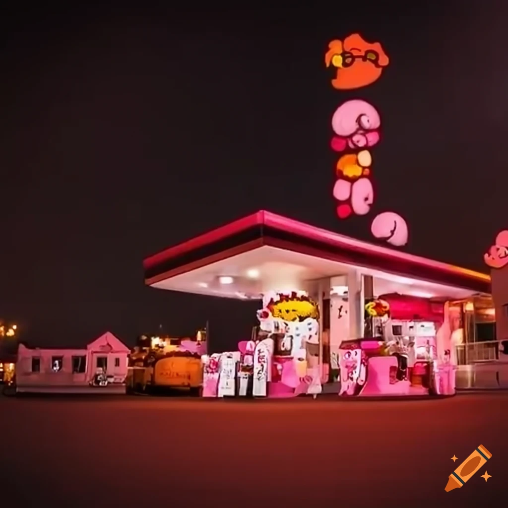 Hello kitty themed gas station on Craiyon