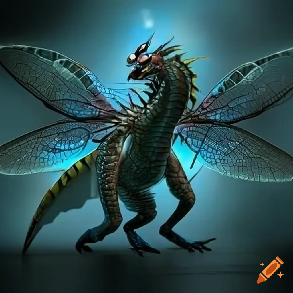 Dragonfly depicted as a fearsome dragon in 4k resolution on Craiyon