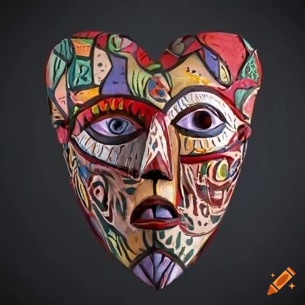Intricate picasso heart mask art on Craiyon