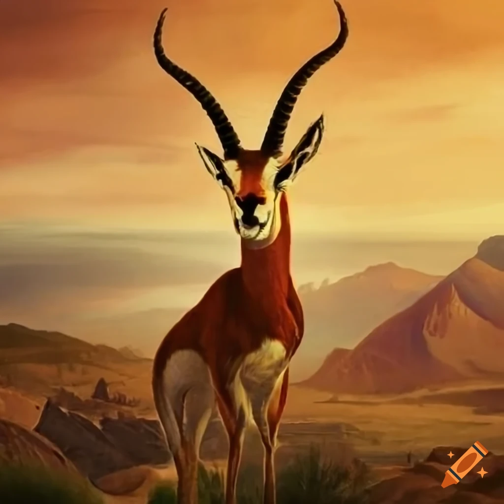 Minimalist springbok and mountain poster on Craiyon