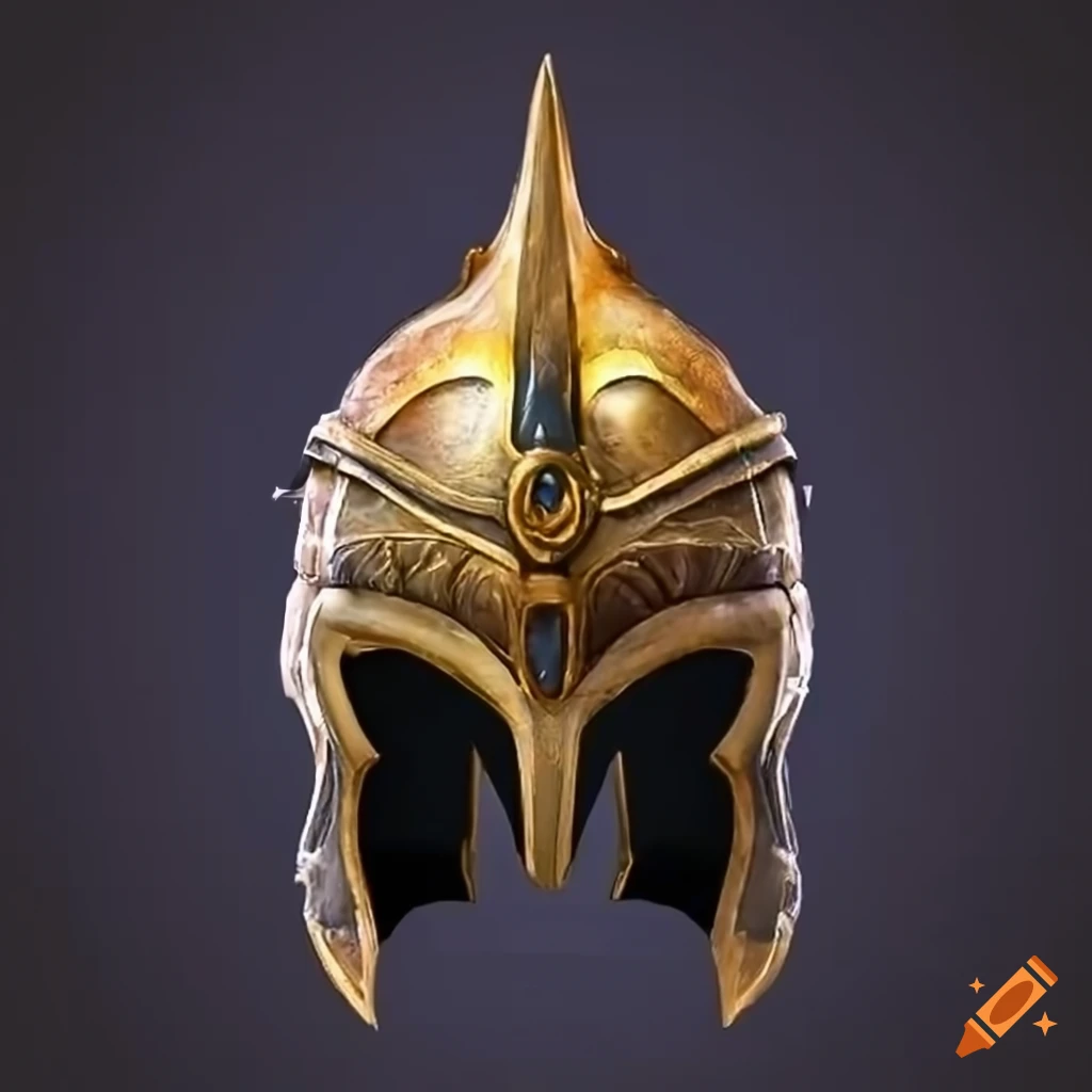 Front view of an elite champion fantasy arcane helmet on Craiyon