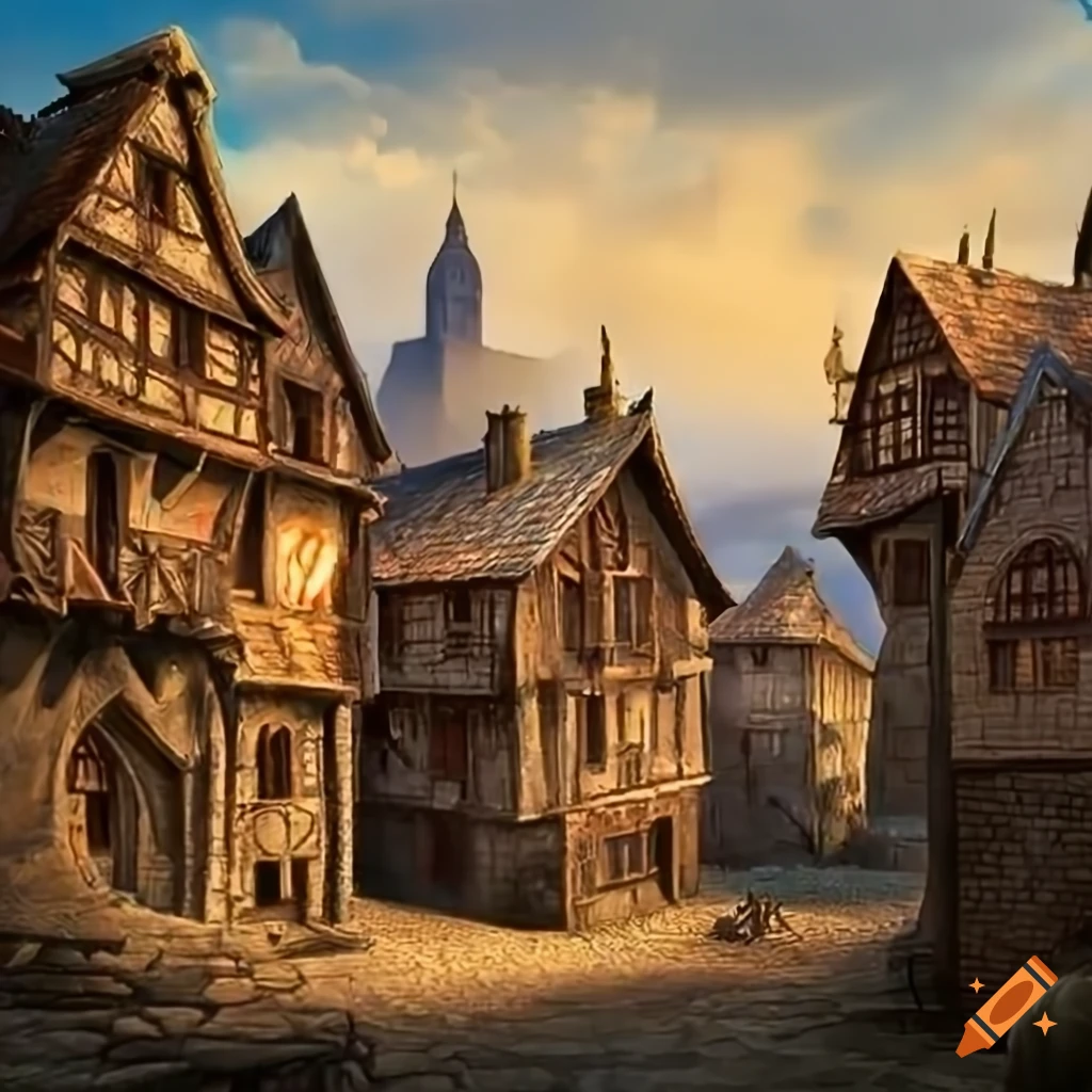 Medieval village on Craiyon