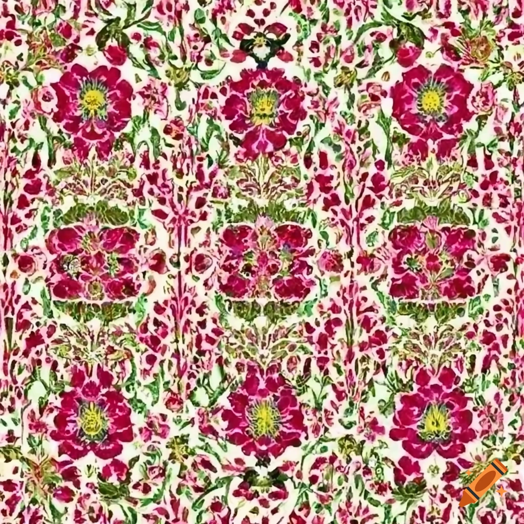 Intricate asymmetrical colorful floral nouveau pattern on Craiyon