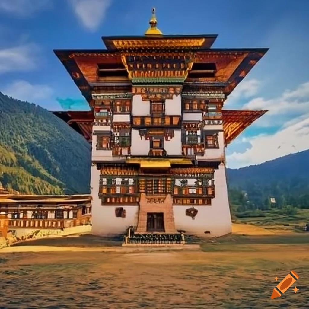 Bhutanese building in thimphu, bhutan on Craiyon