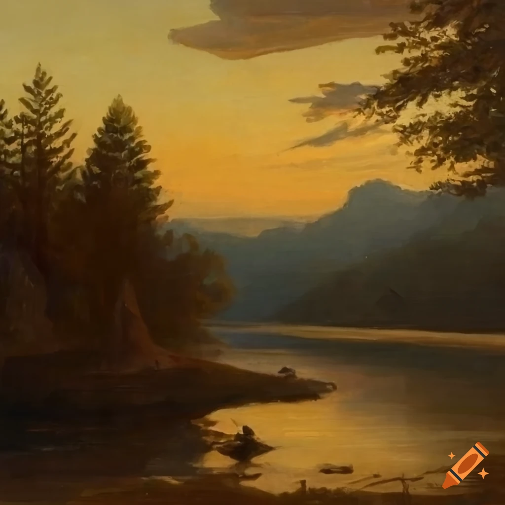 Landscape painting by edvard munch on Craiyon