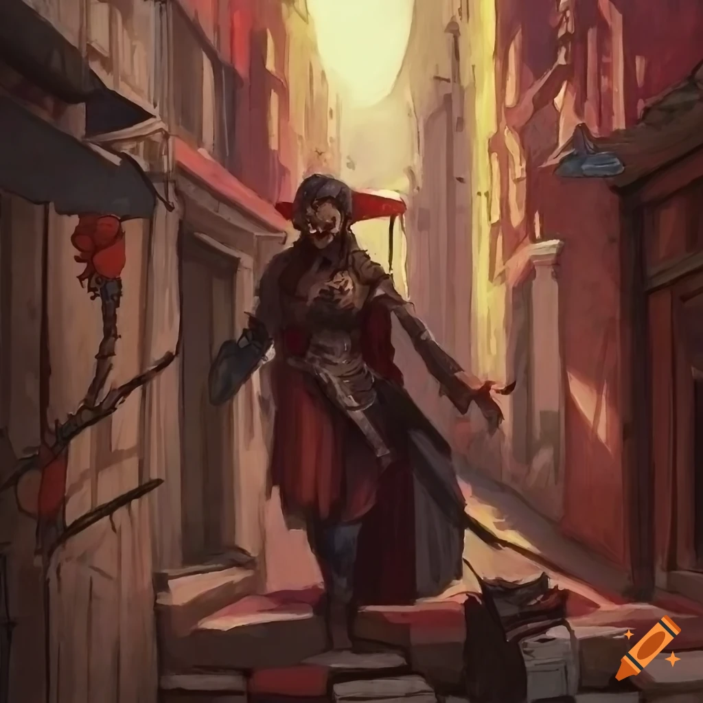 Rogueish thief in an alleyway in ligne claire style on Craiyon