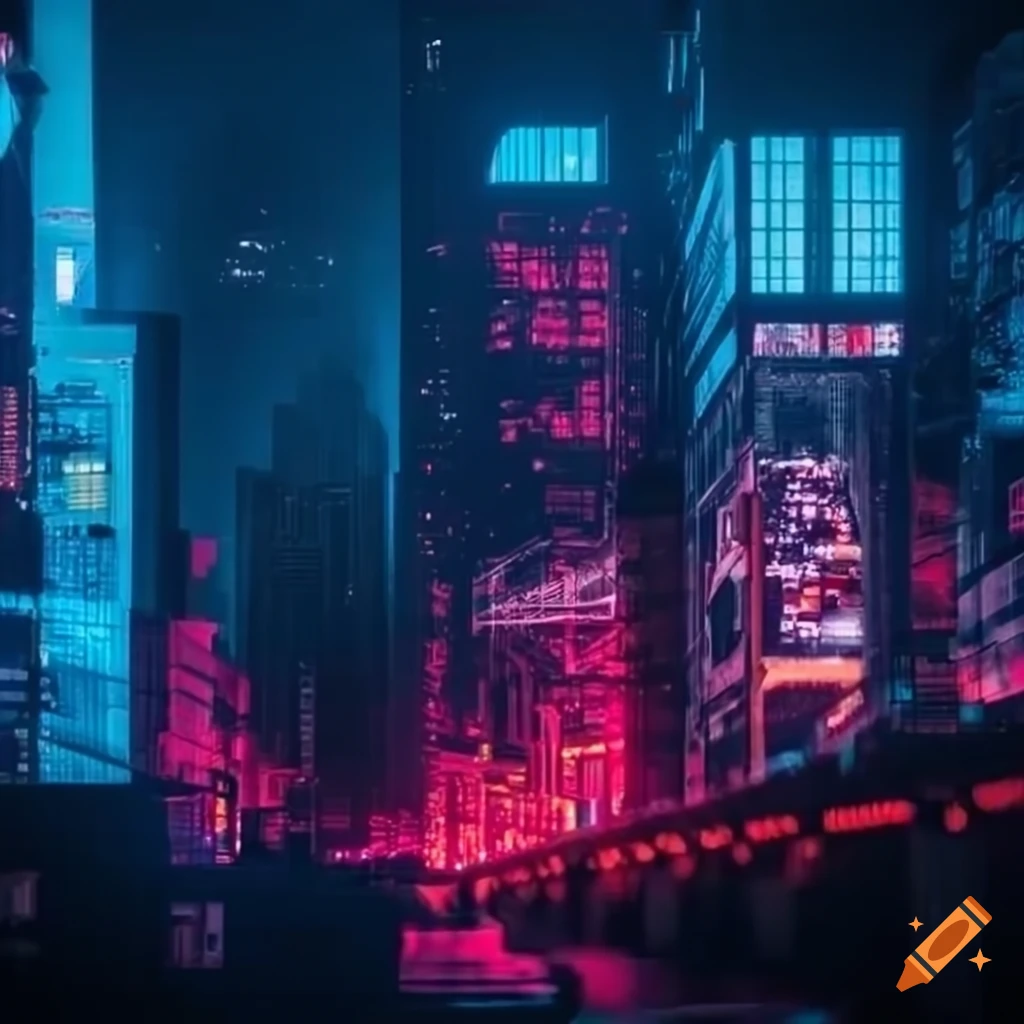 Neon red blade runner cityscape on Craiyon