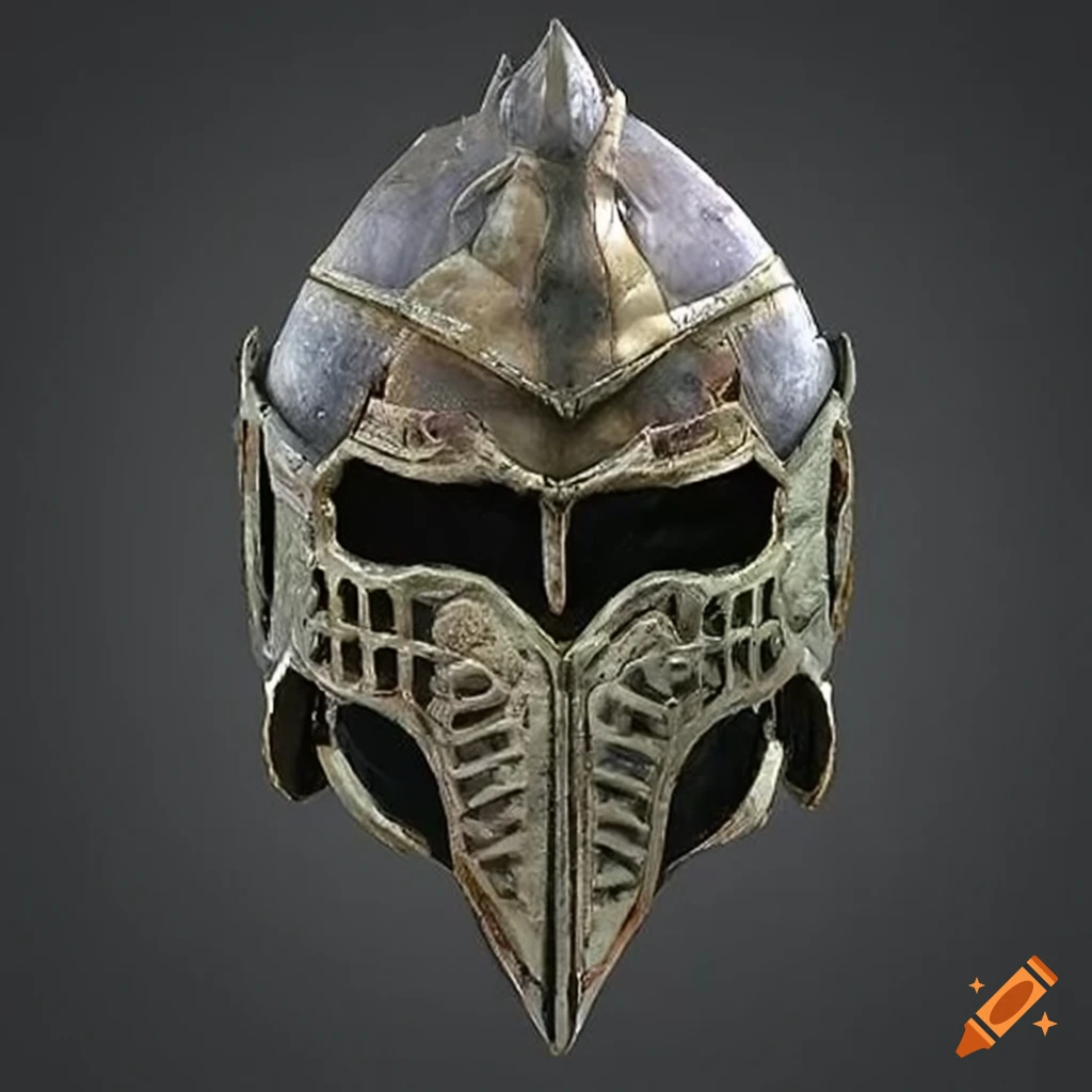 Front view of an elite champion fantasy cursed helmet on Craiyon