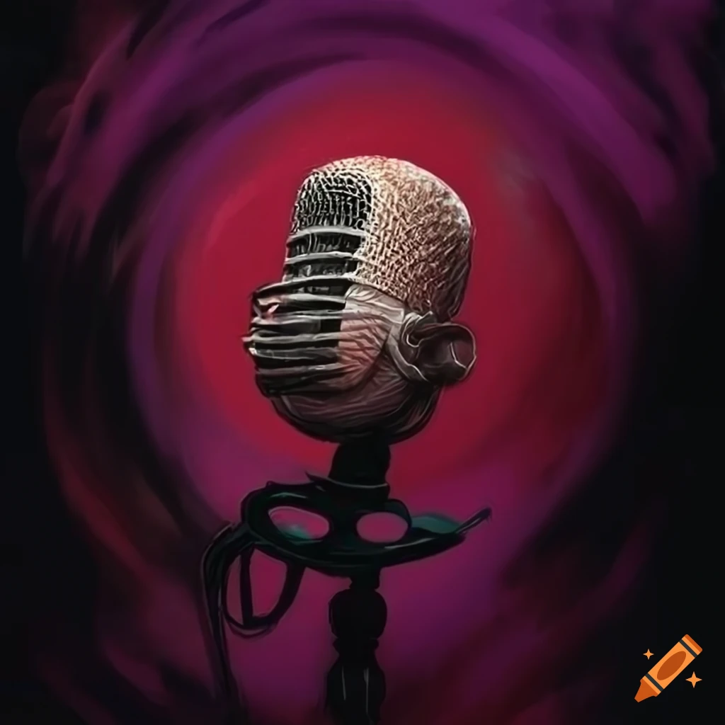 Paranormal microphone podcast art cover on Craiyon