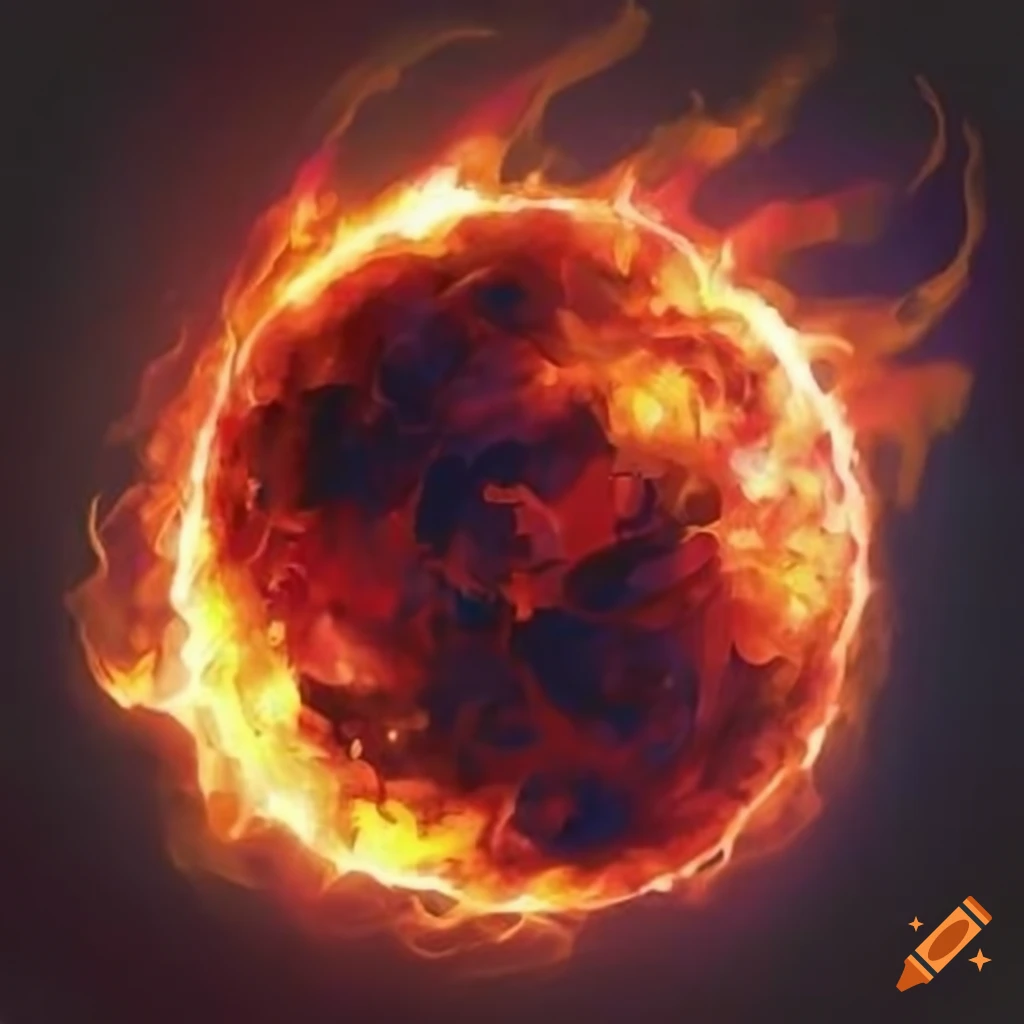 Artistic depiction of a fireball on Craiyon