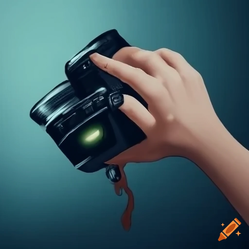 Many hands covering the camera lens to prevent focus, drawing on Craiyon