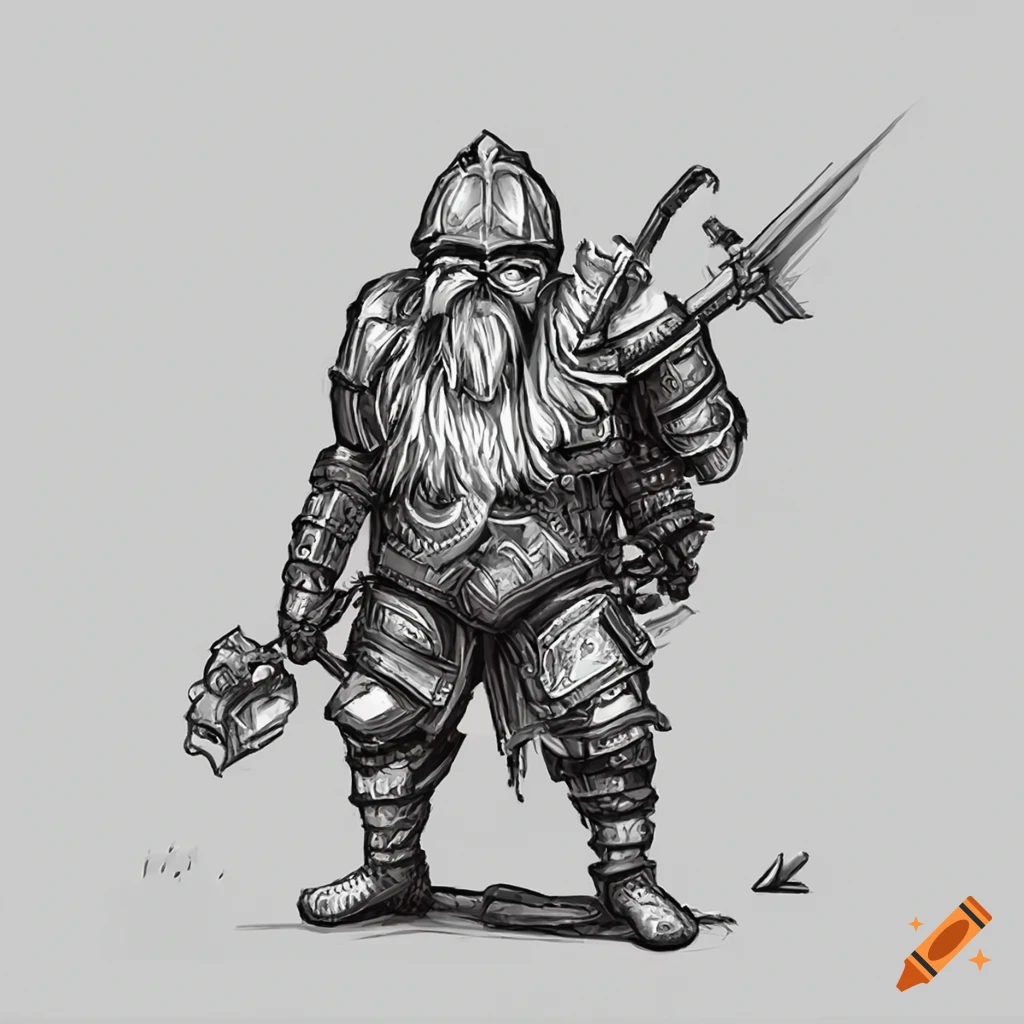 Dwarf wearing heavy armor on Craiyon