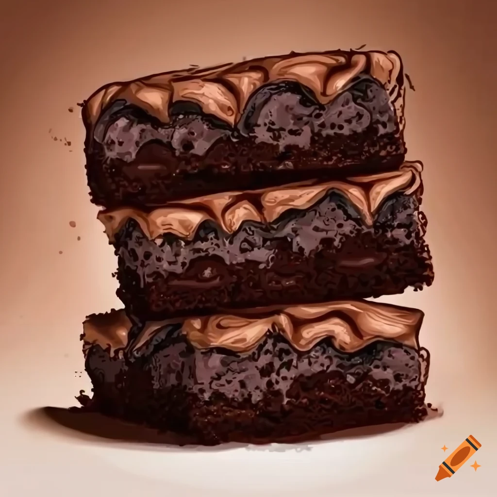 Freshly baked cartoon chocolate brownie on Craiyon