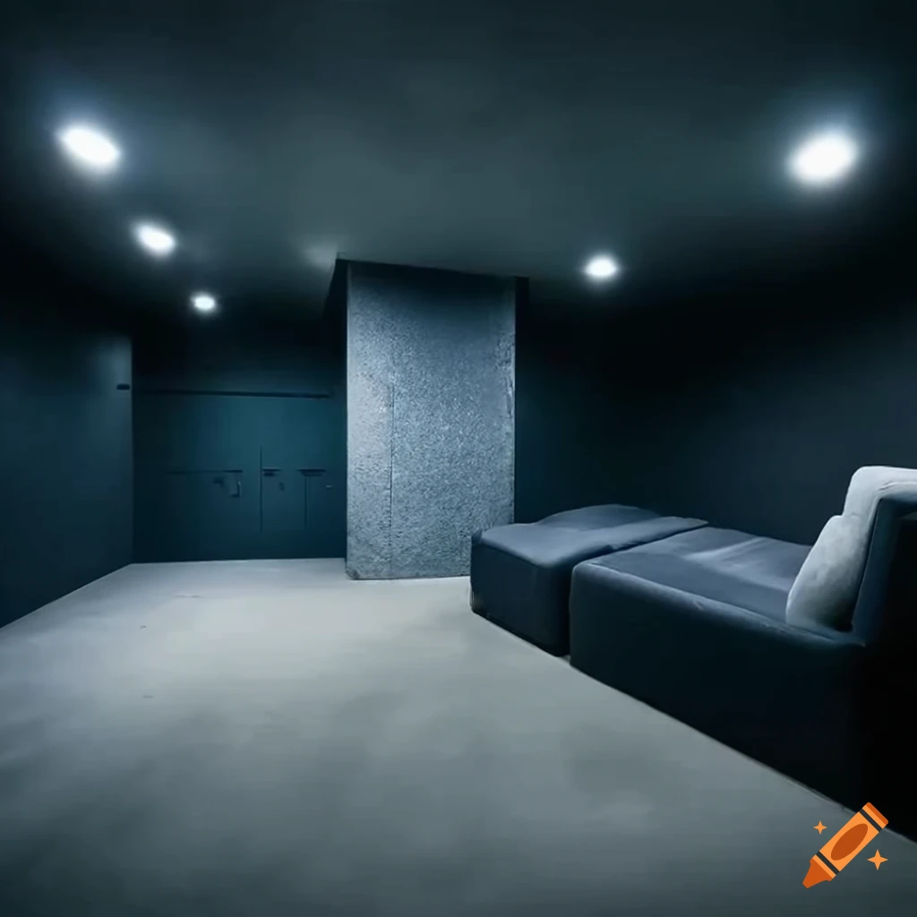 Secure and robust underground basement with work bench and lounging ...