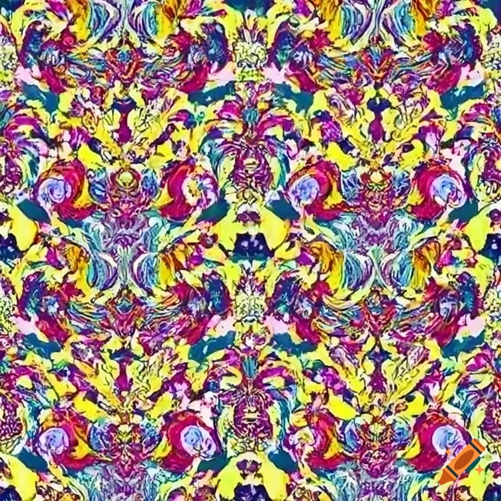 Intricate asymmetrical colorful floral nouveau pattern on Craiyon