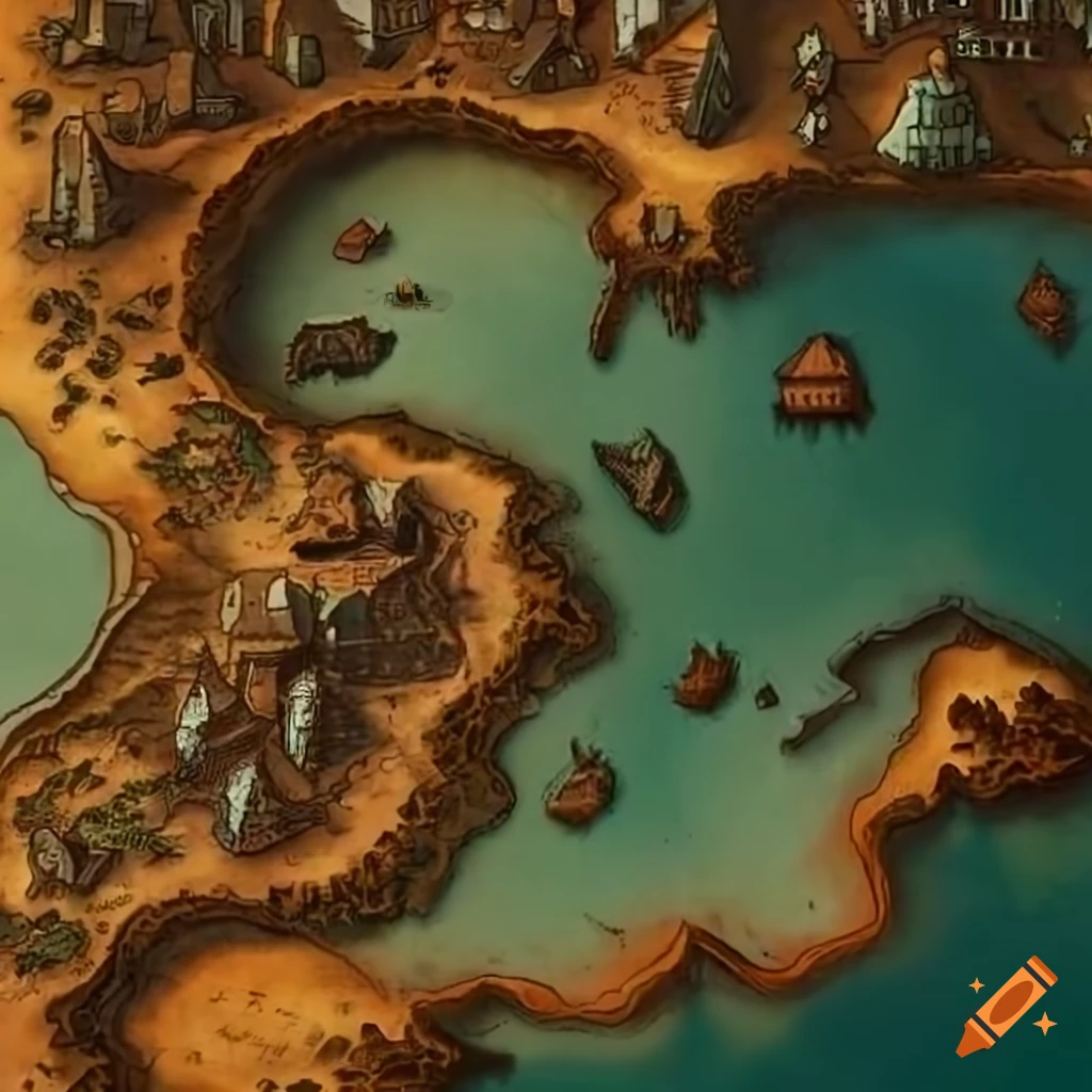 Fantasy map illustration on Craiyon