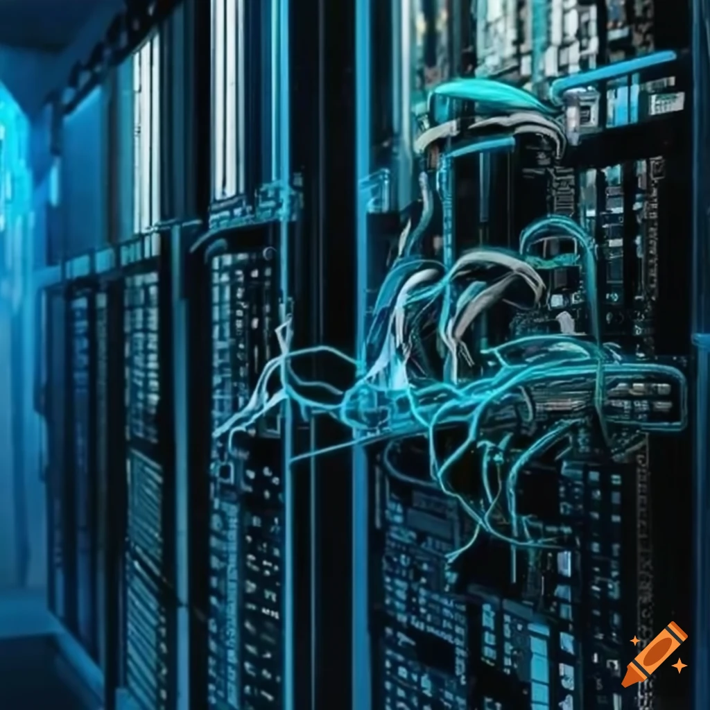 Cartoon of an intern pulling the wrong cables in a server rack with ...