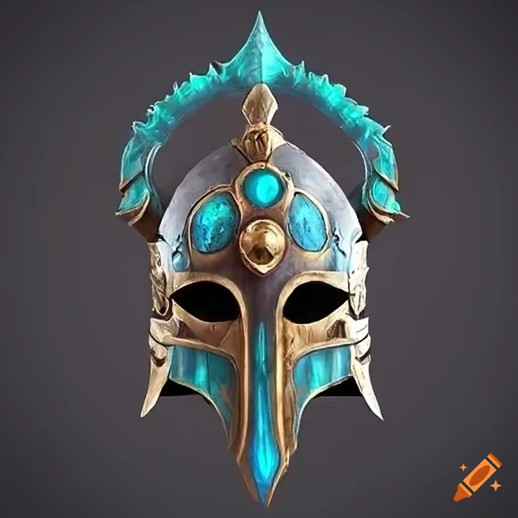 Elite champion cursed helmet in the front view on Craiyon