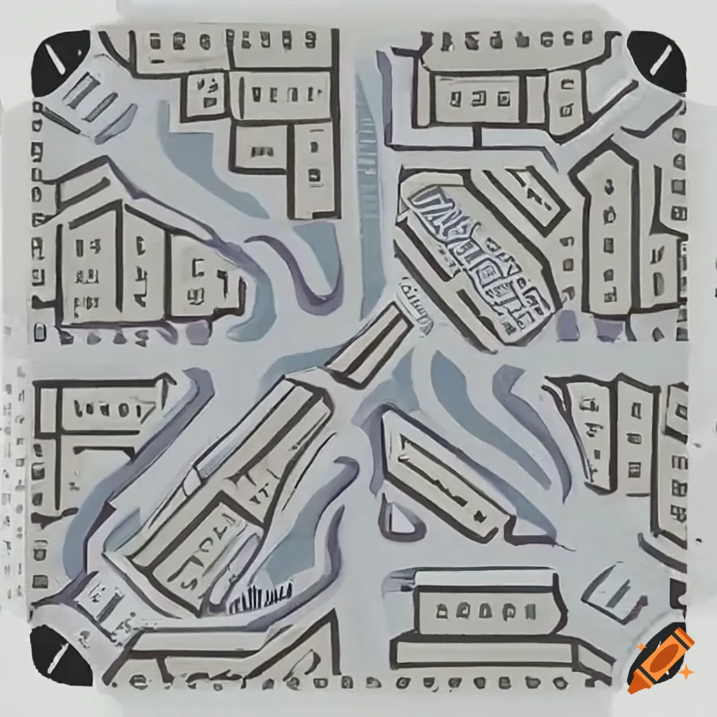 Aerial view of minimalist streets map on Craiyon